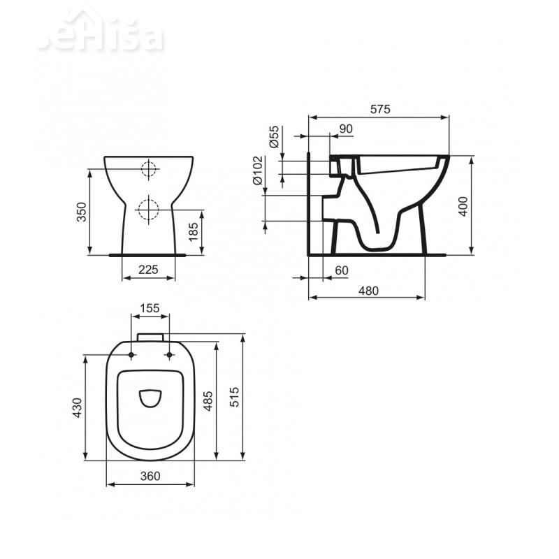 Talna WC školjka GEMMA2 CERAMICA DOLOMITE J522301 | eHiša.si